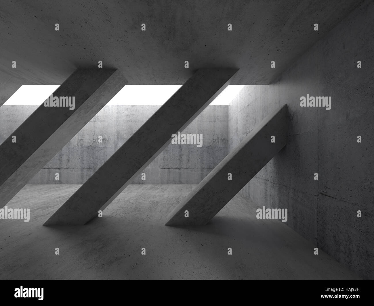 Abstract architecture background, empty dark concrete interior with ...