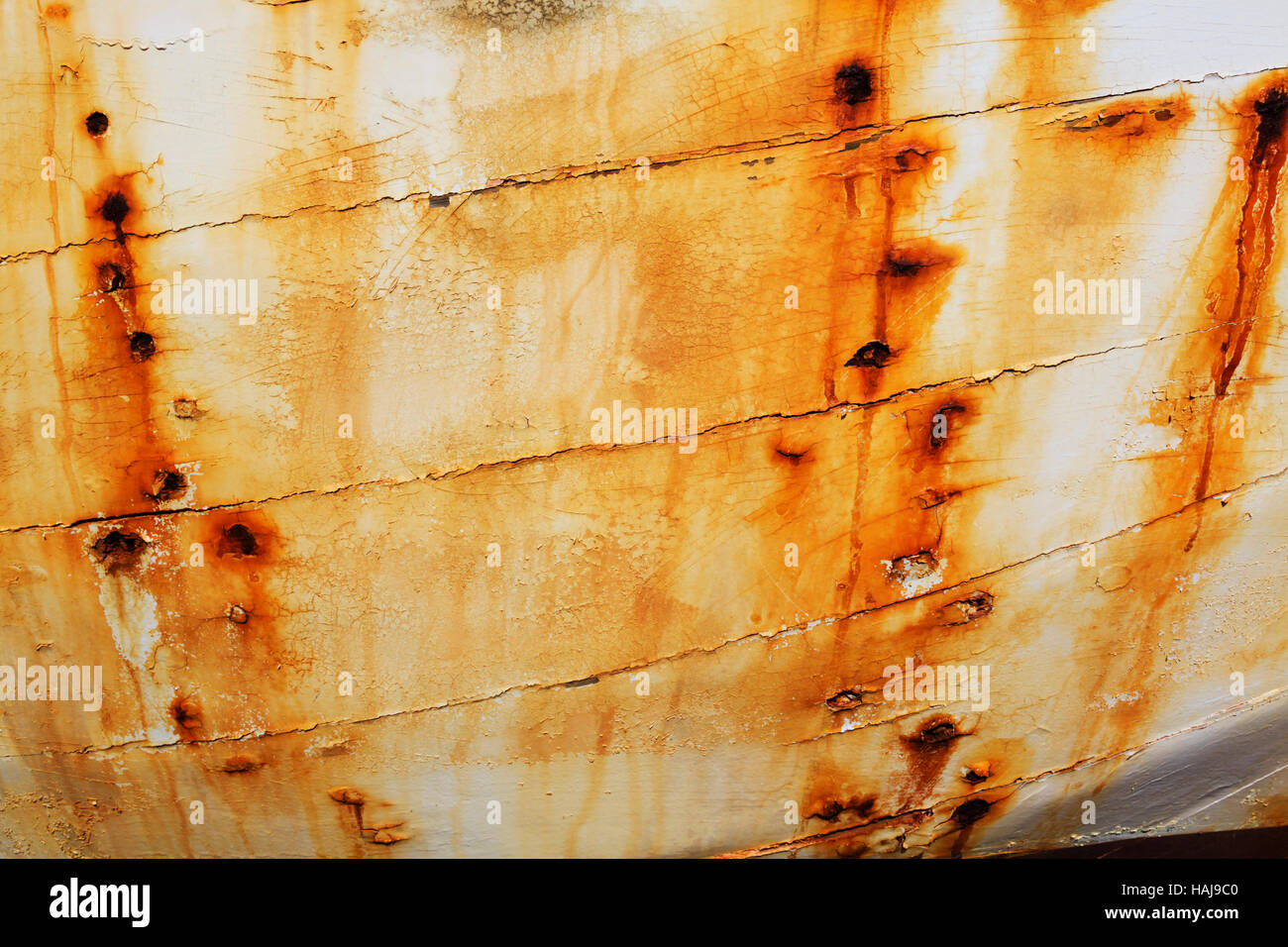 Rusty streaks on white painted boat hull, Cyprus Stock Photo - Alamy