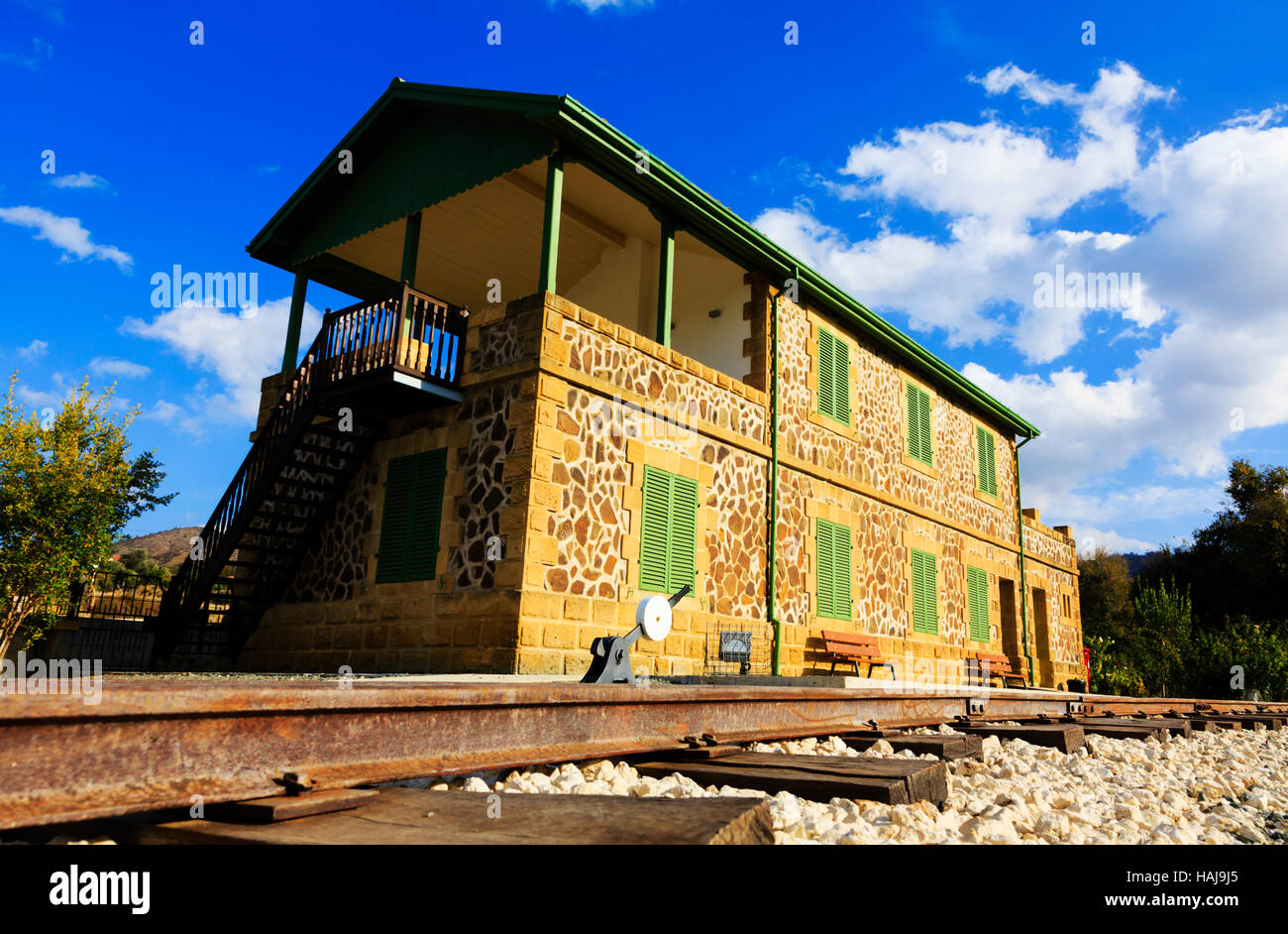 Restored Evrychou station of the Cyprus railway.Cyprus Stock Photo - Alamy
