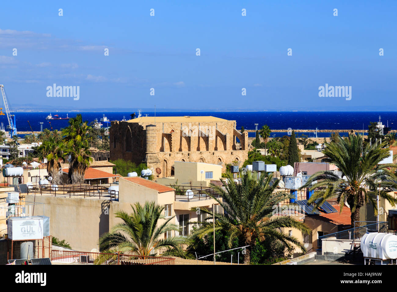 Cityscape across Famagusta, Ammochostos,with the Sinan Pashal Mosque ...