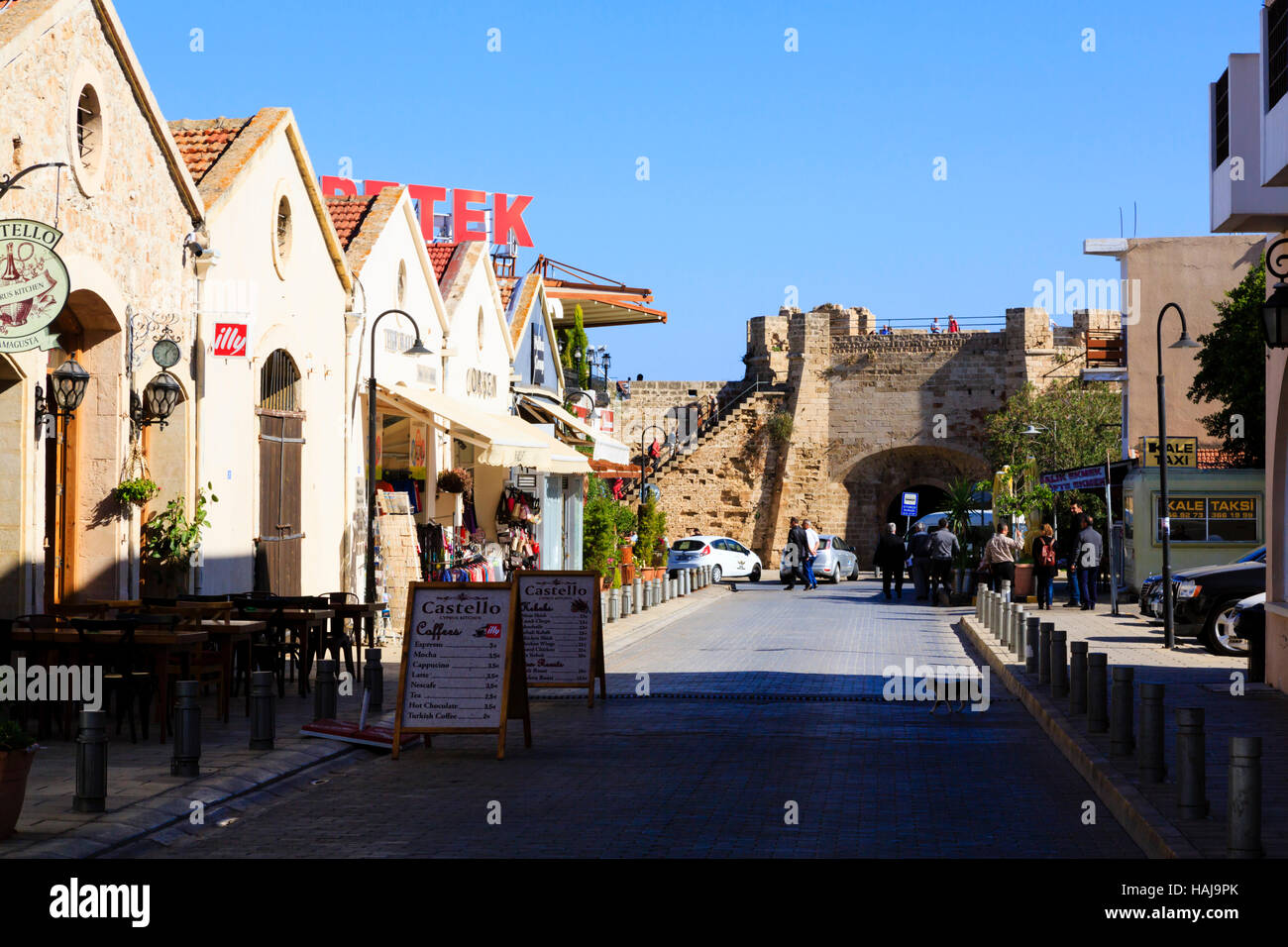 Looking towards Othello tower in the town walls, Famagusta, Ammochostos ...