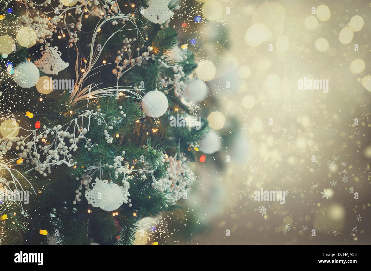 christmas fir tree with decorations Stock Photo - Alamy