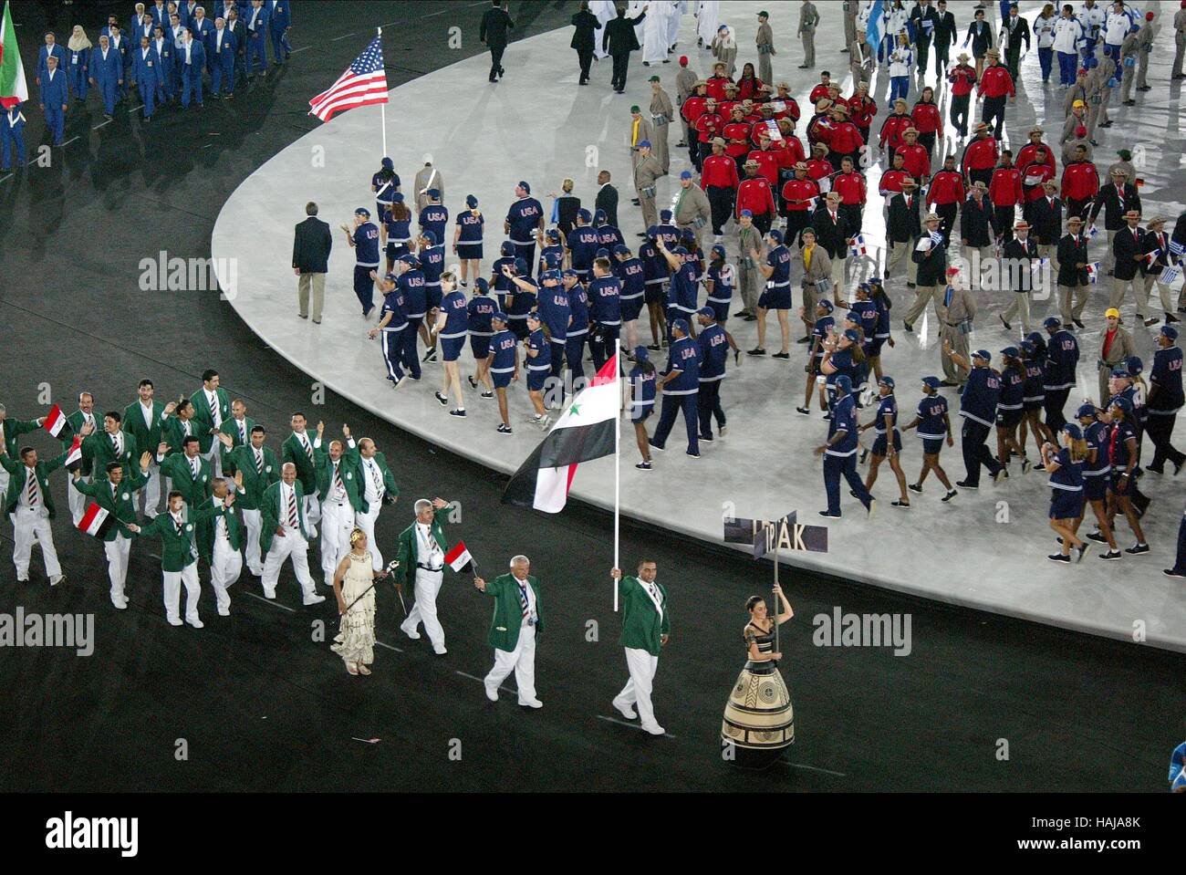 USA & IRAQ OPENING CEREMONY ATHENS GREECE 13 August 2004 Stock Photo ...