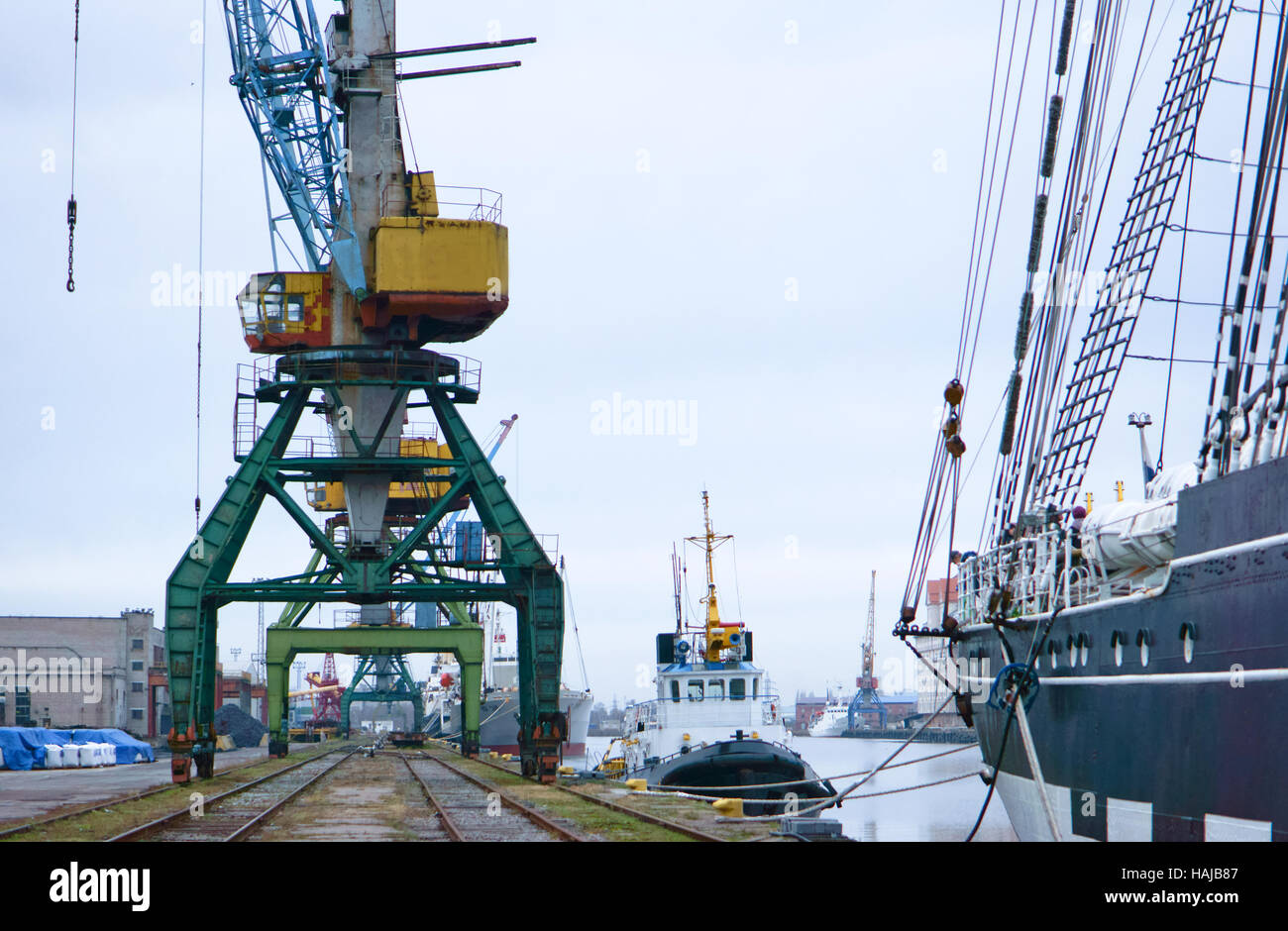 cranes at the port, coal, freight train, cargo terminal Stock Photo - Alamy