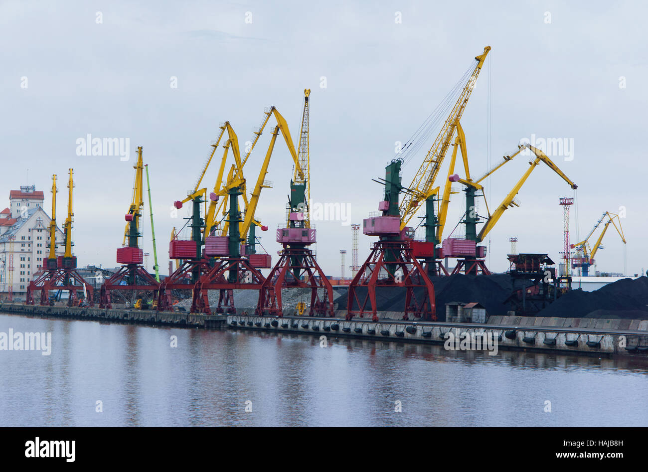 cranes at the port, coal, freight train, cargo terminal Stock Photo - Alamy