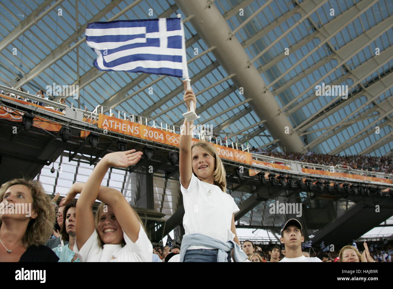 YOUNG GREEK FAN ATHENS OLYMPICS ATHENS GREECE 23 August 2004 Stock ...
