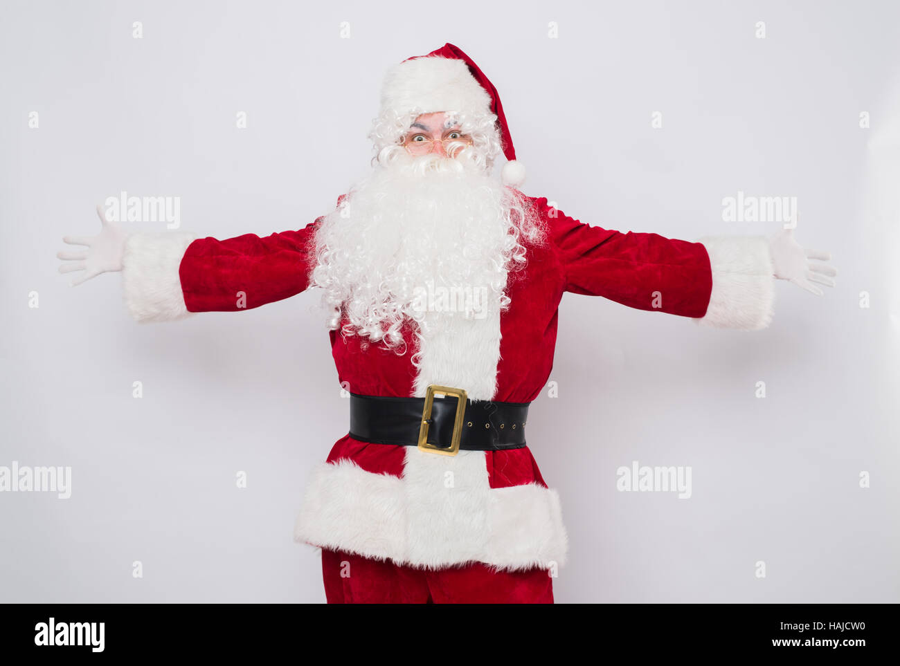 Santa Claus welcoming with open hands Portrait Stock Photo - Alamy
