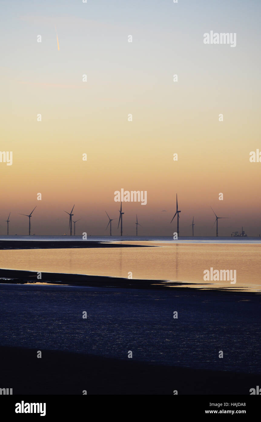 UK, Merseyside, Liverpool Bay, Burbo Bank, Evening Stock Photo - Alamy