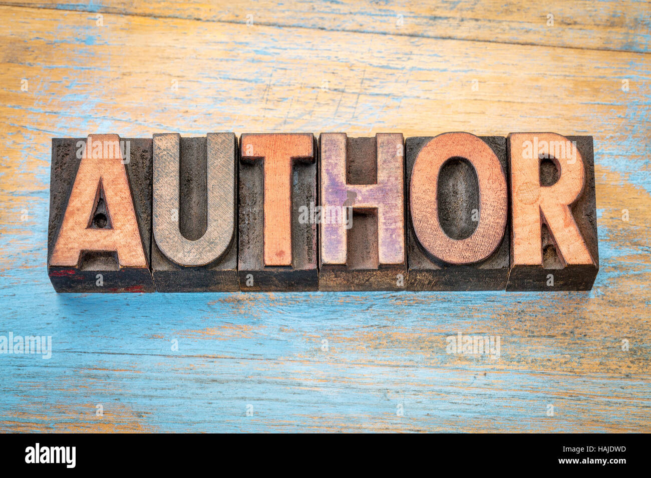 author - word abstract in vintage letterpress wood type printing blocks ...