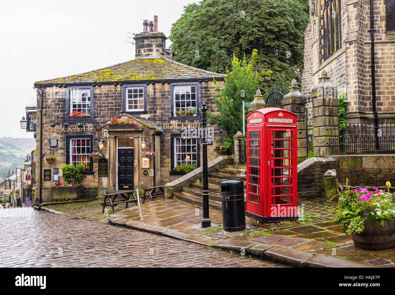 Haworth village centre, Bronte country, Yorkshire, UK Stock Photo - Alamy
