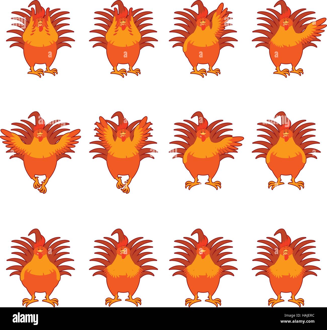Vector image of the Set of golden rooster flat icons Stock Vector Image ...