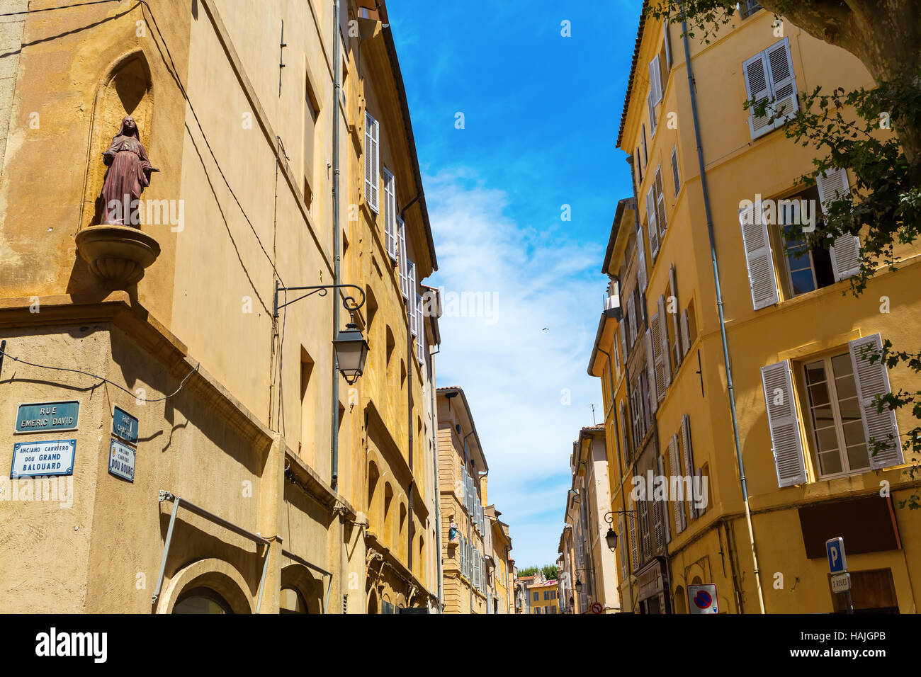 road with old buildings in the old town of Aix en Provence, France ...