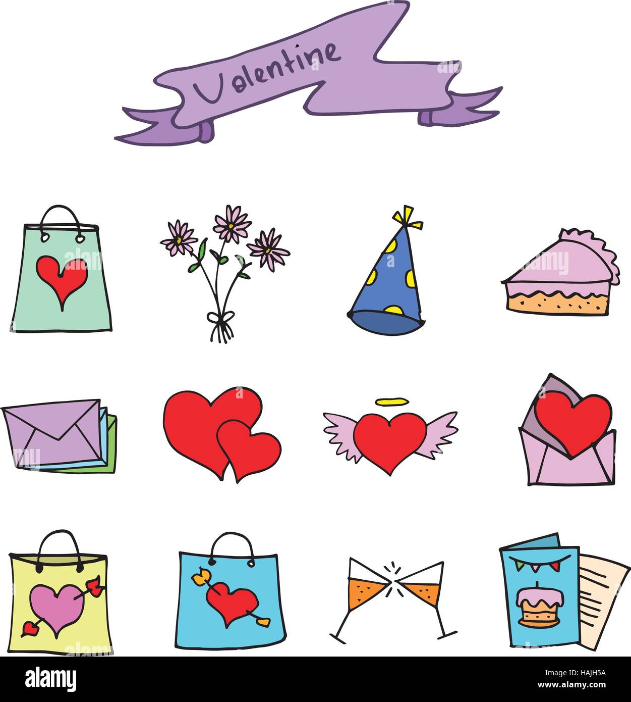 Set of valentine element vector art Stock Vector Image & Art - Alamy