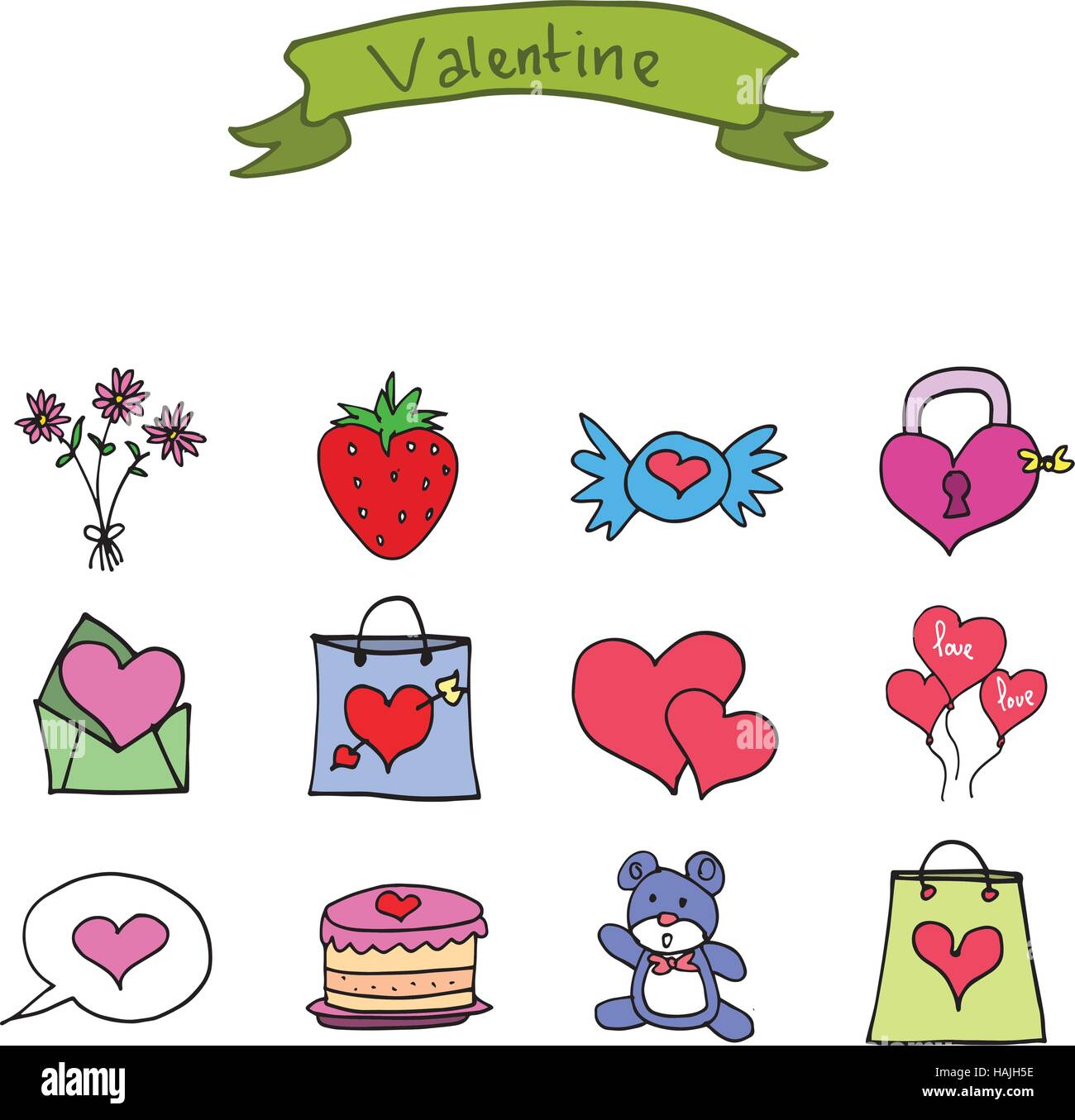 Set of valentine day object icons Stock Vector Image & Art - Alamy