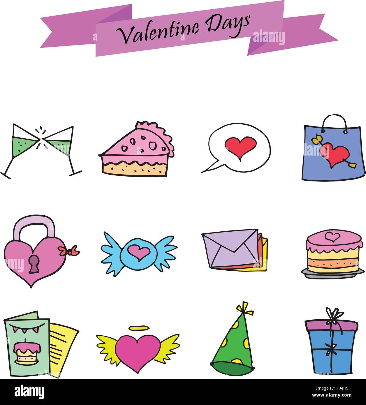 Various element valentine set collection Stock Vector Image & Art - Alamy