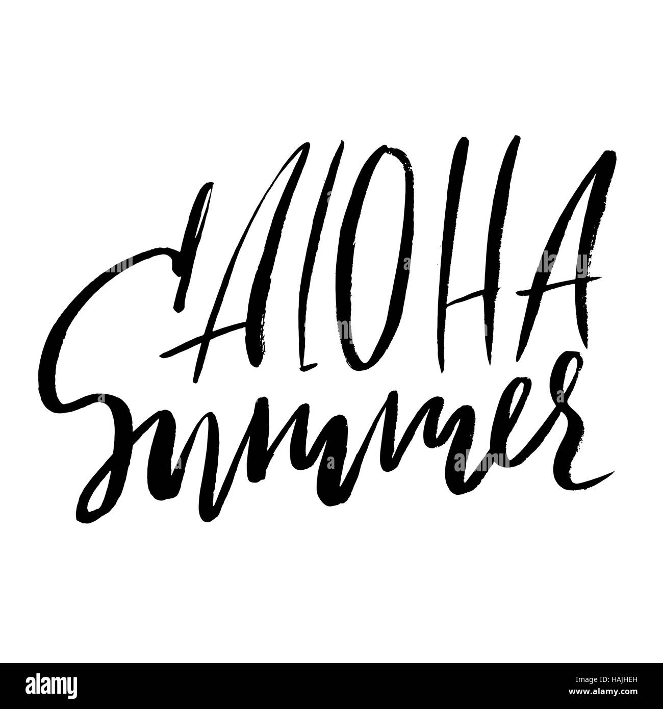 Aloha lettering. Vector calligraphy illustration. Summer print hand ...