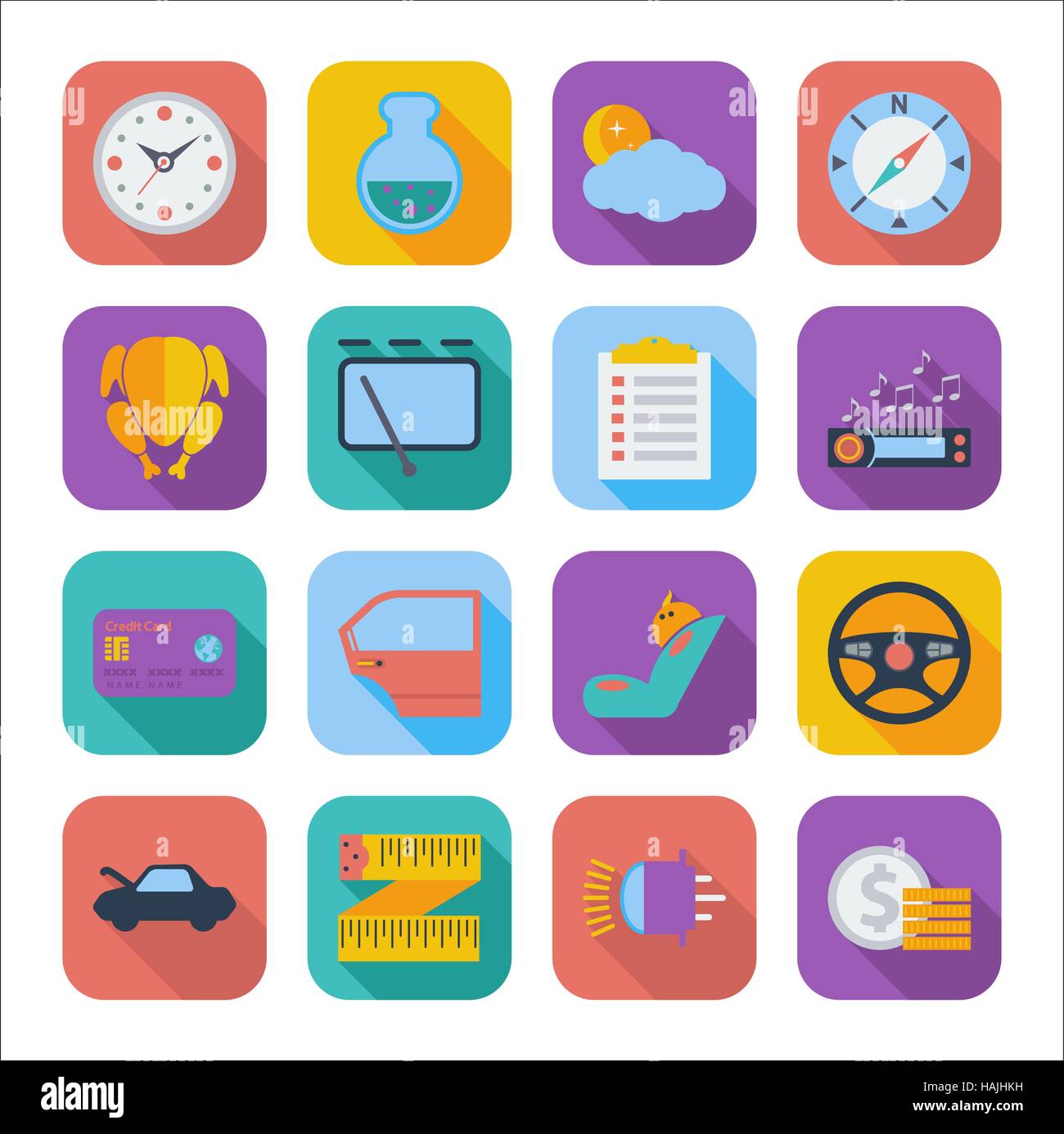 Color flat icons for Web Design and Mobile Applications. Set 4. Vector ...