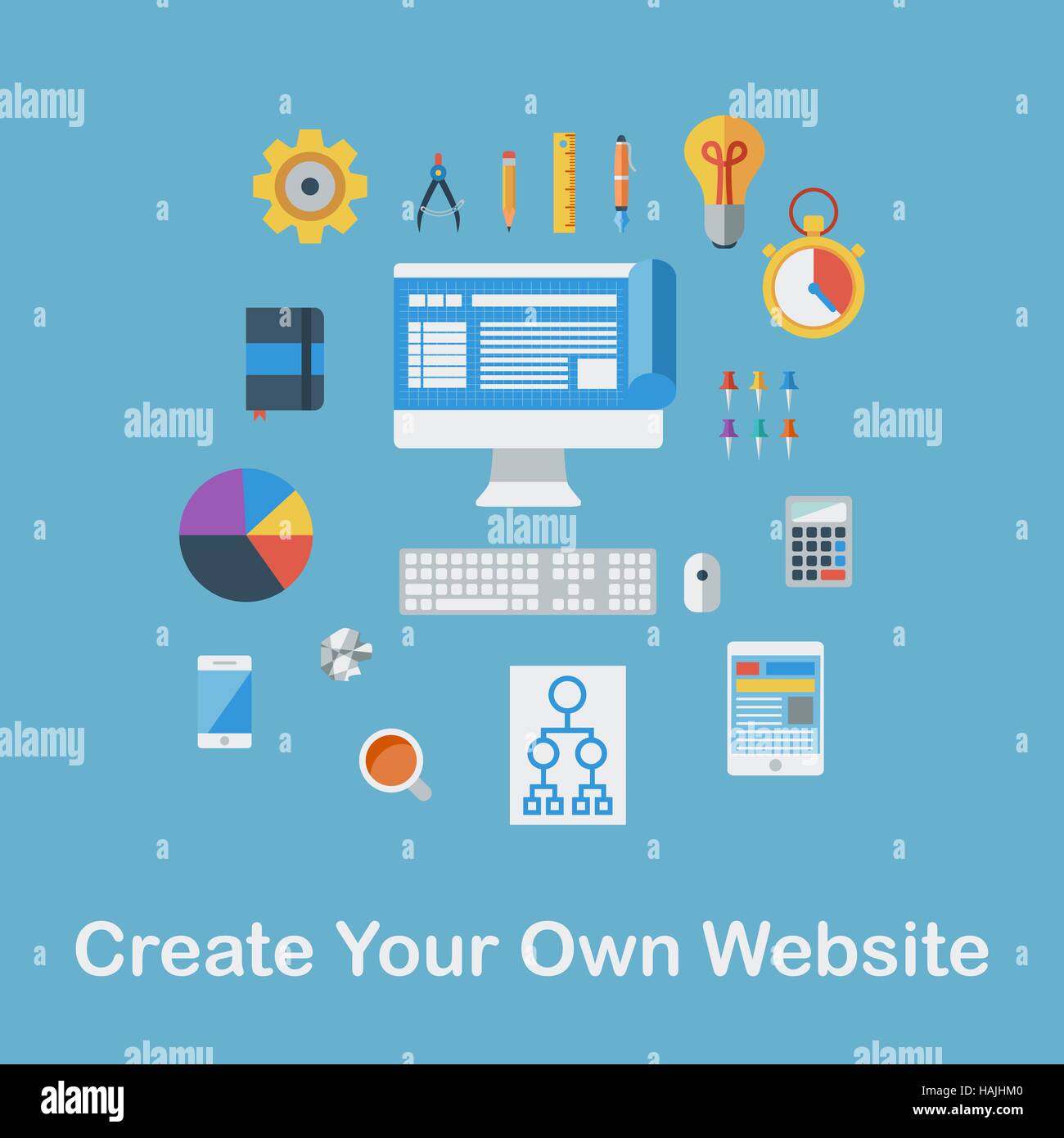 Flat design vector illustration concept icons set. Create Your Own ...