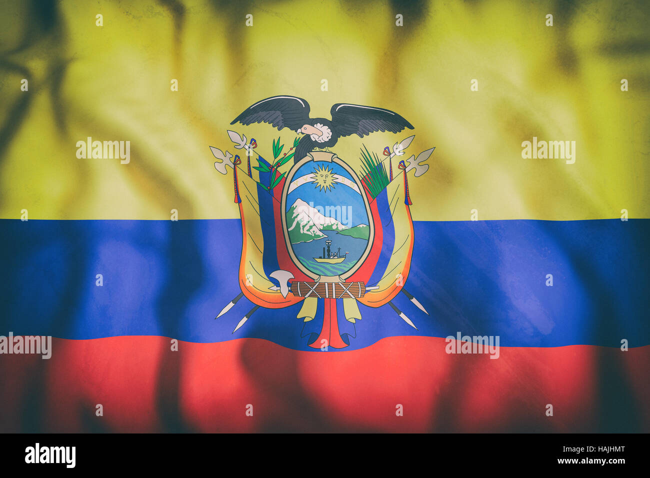 3d rendering of an old Republic of Ecuador flag waving Stock Photo - Alamy