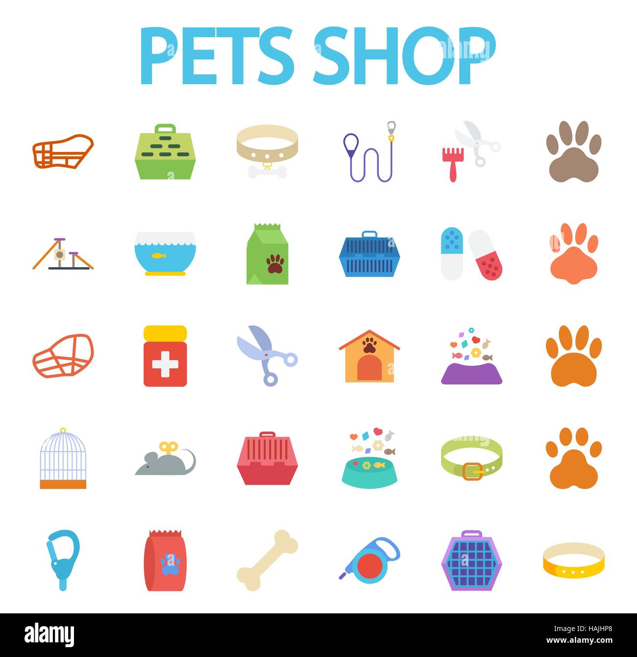 Pets shop icons set. Flat vector related icon set for web and mobile ...