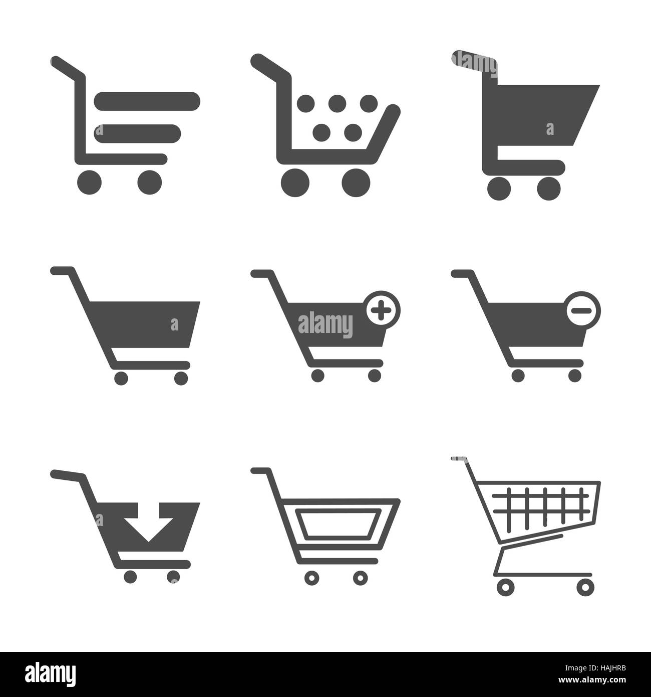 Shopping cart grey icons set. Vector illustration Stock Vector Image ...