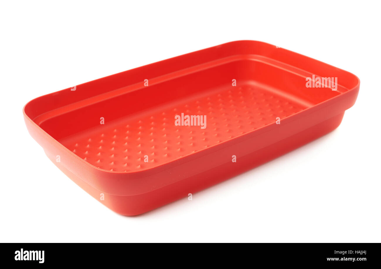Red plastic food container isolated over the white background Stock ...