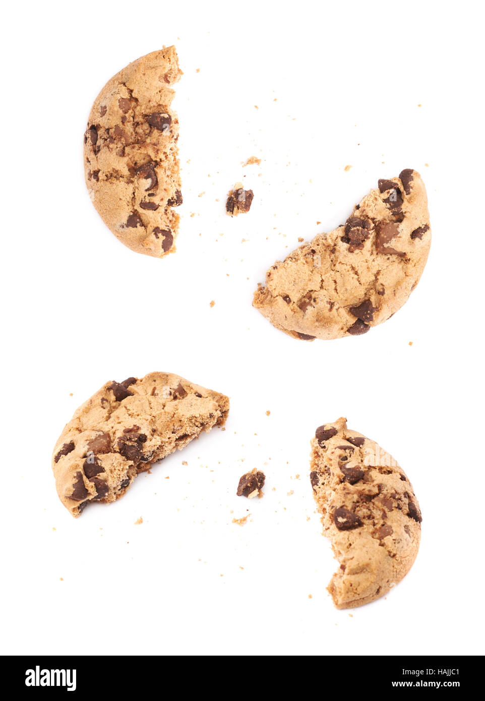 Broken into pieces cookie isolated over the white background Stock ...