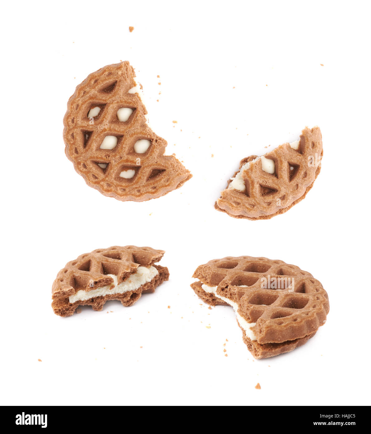 Broken into pieces cookie isolated over the white background Stock ...