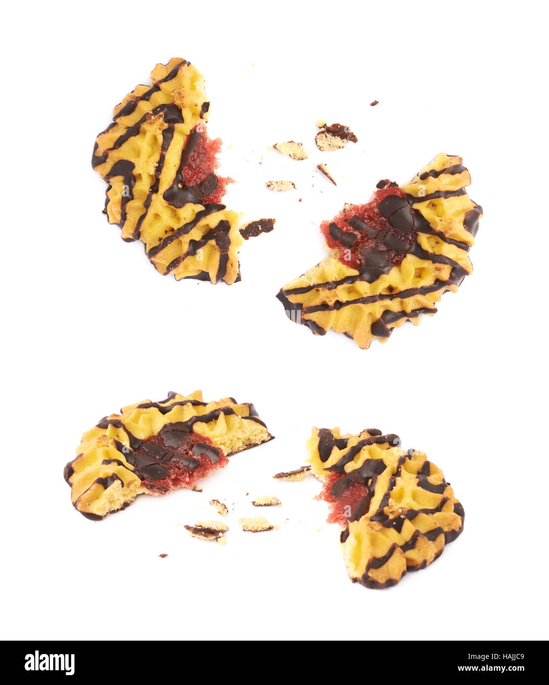 Broken into pieces cookie isolated over the white background Stock ...