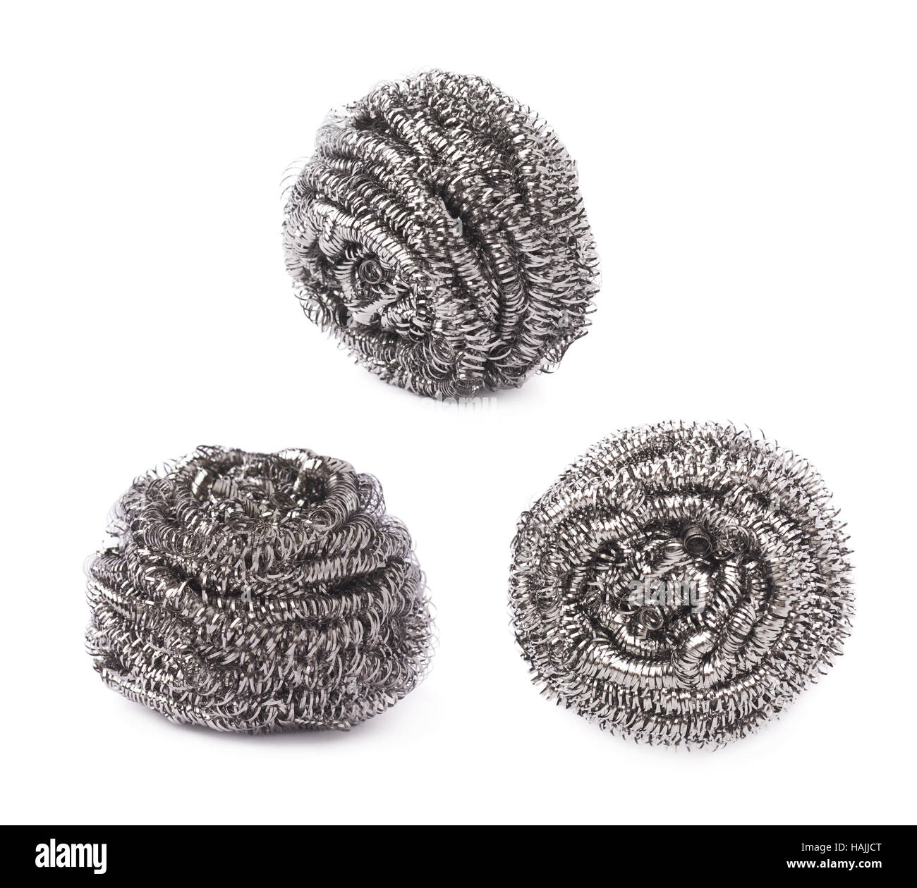 Kitchen new metal sponge isolated over white background Stock Photo - Alamy