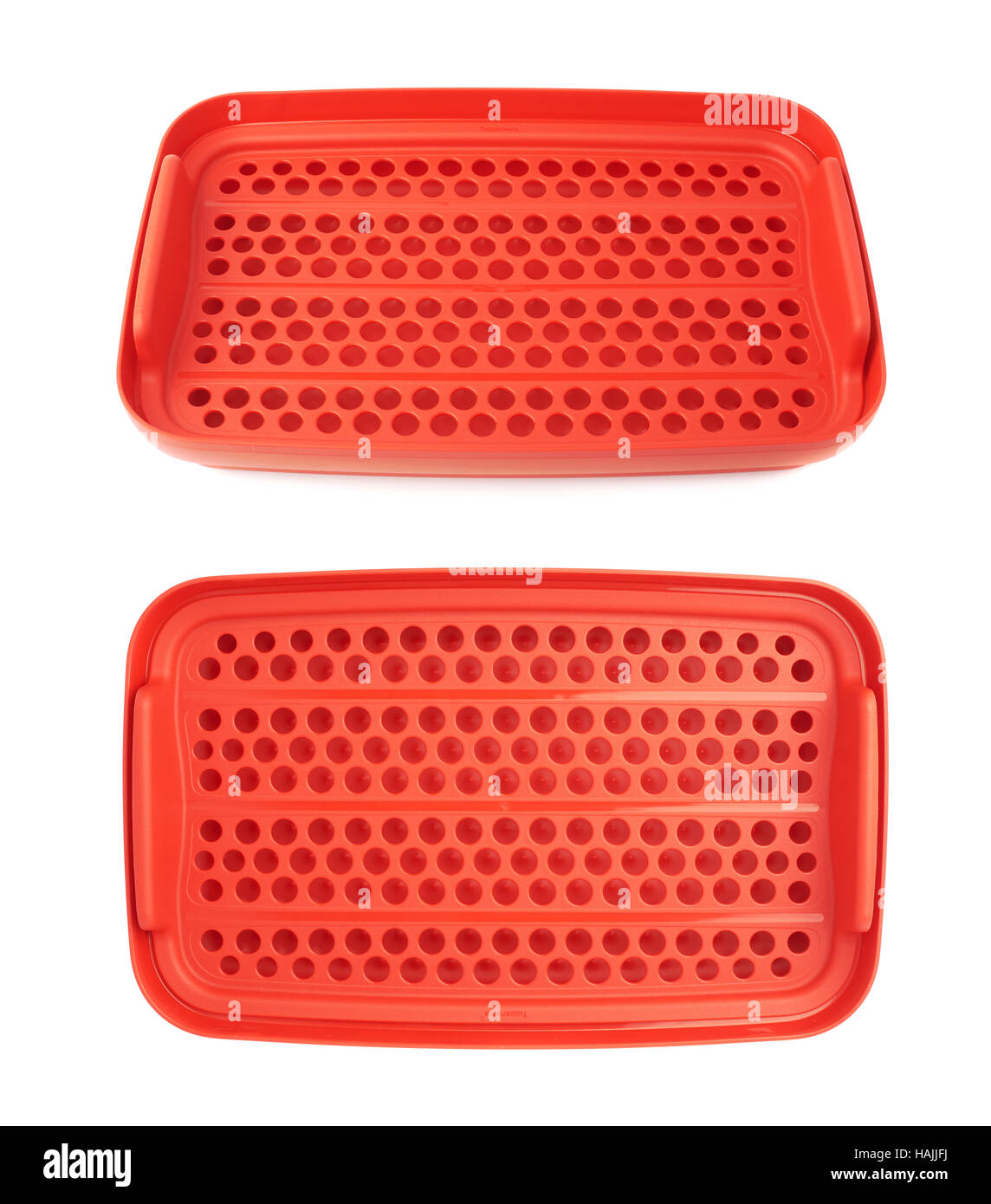 Red plastic food container isolated over the white background Stock ...