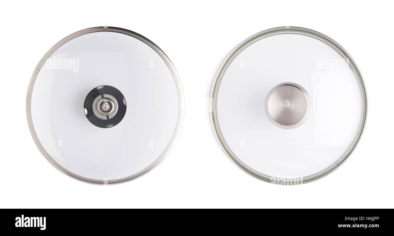 Cap of stainless steel cooking pot pan isolated over white background ...