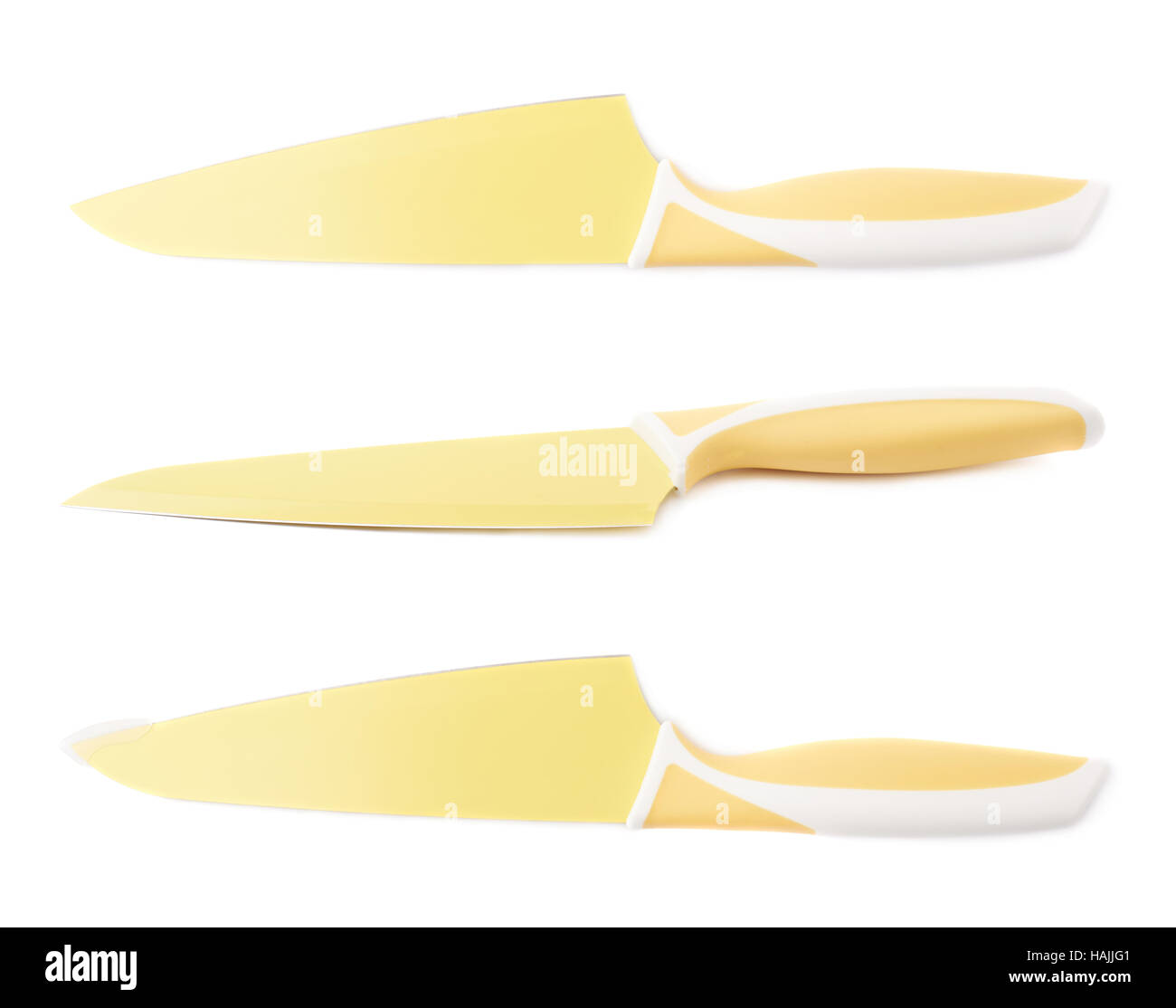 Steel yellow knife isolated over the white background Stock Photo - Alamy