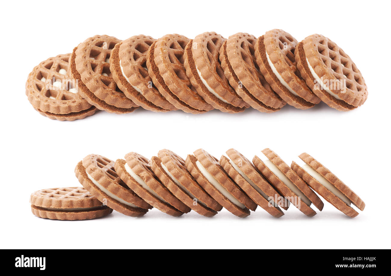 Line of cookies isolated over the white background Stock Photo - Alamy