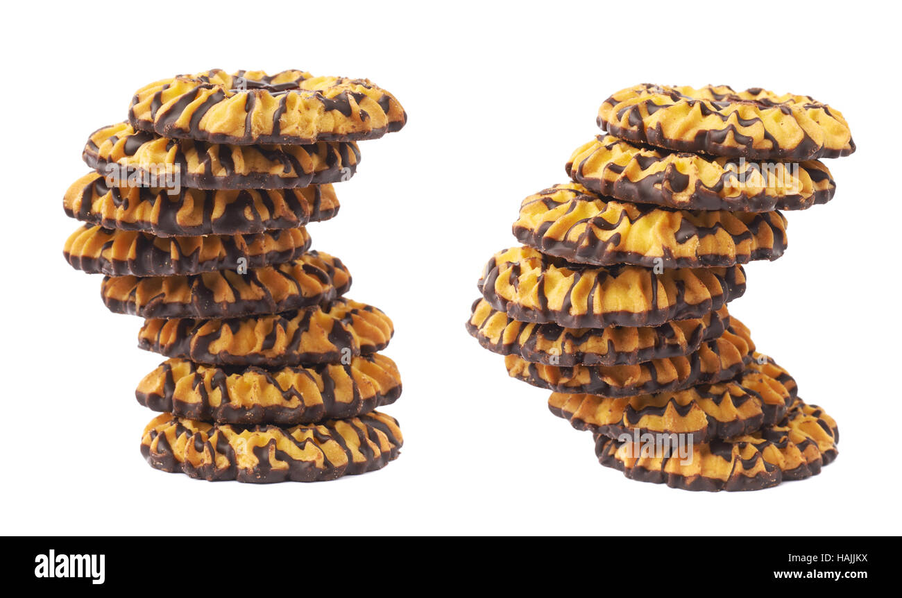 Twisted stack of cookies isolated over the white background Stock Photo ...