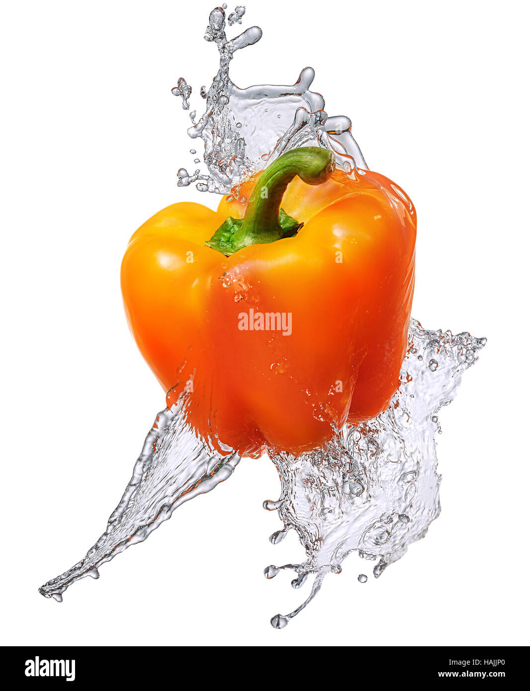 Water splash with bell pepper isolated Stock Photo - Alamy