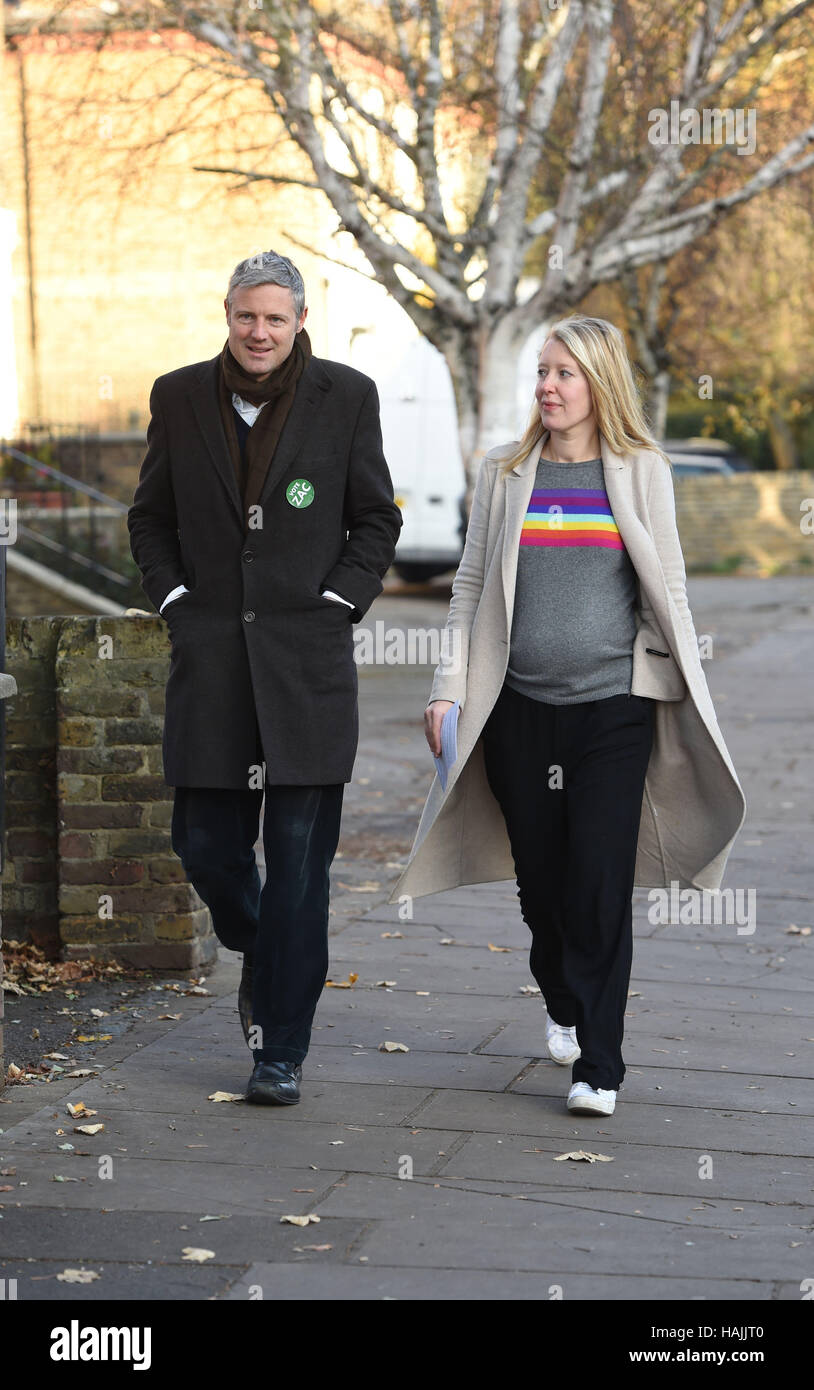 Zac Goldsmith arrives with wife Alice to vote at a polling station in ...