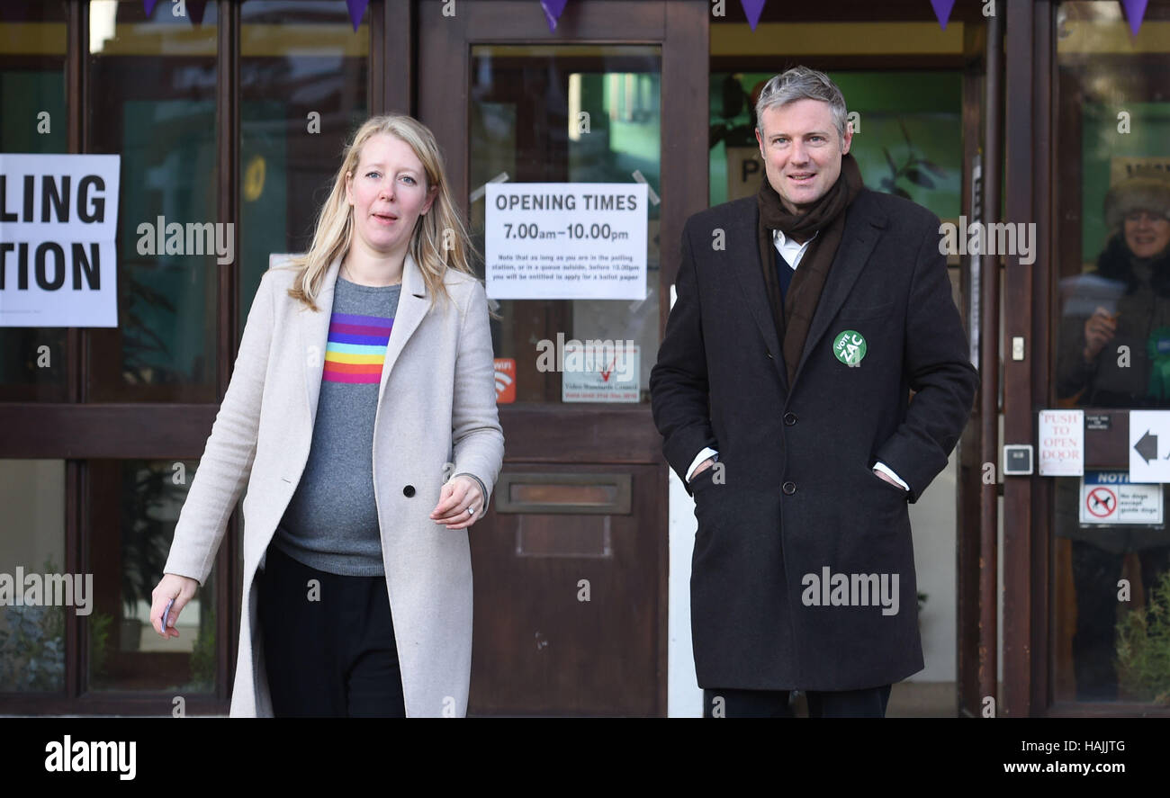 Zac Goldsmith with his wife Alice after voting at a polling station in ...
