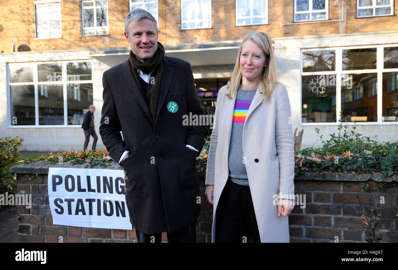 Zac Goldsmith arrives with wife Alice to vote at a polling station in ...