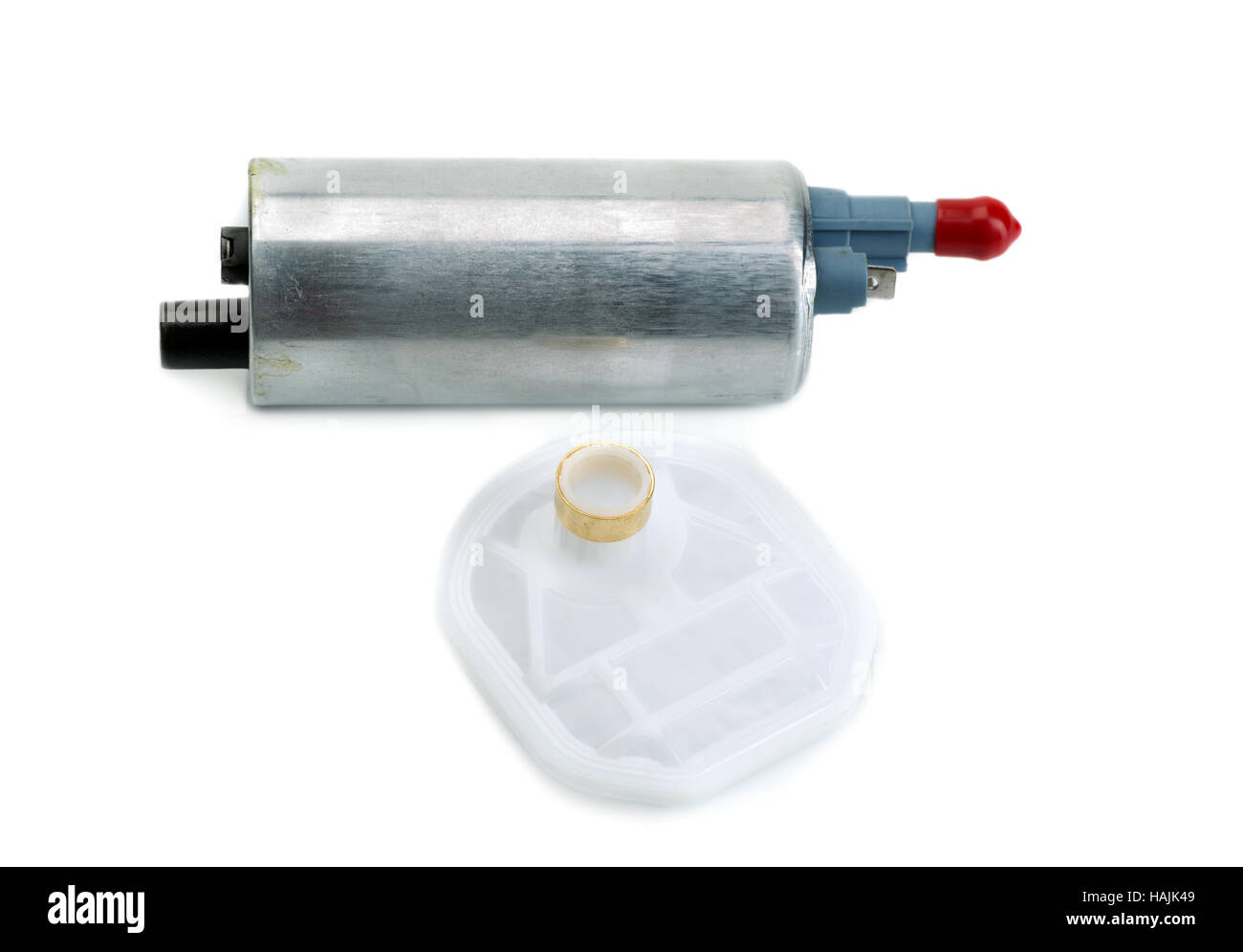 Submerged fuel pump and a fine filter. Isolate on white Stock Photo - Alamy