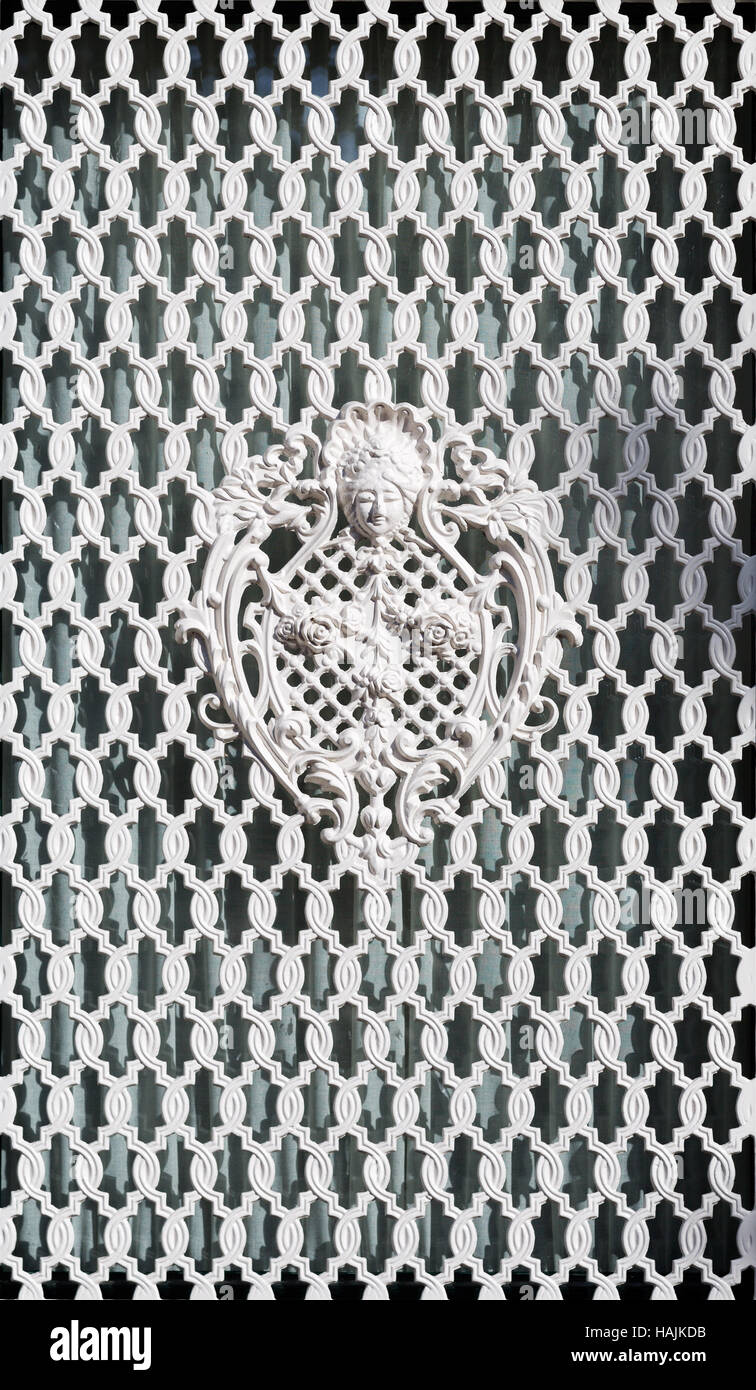 White ornamental grille with wrought pattern Stock Photo - Alamy