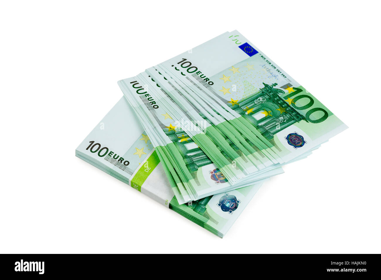 100 Euro money stack isolated on white background Stock Photo - Alamy