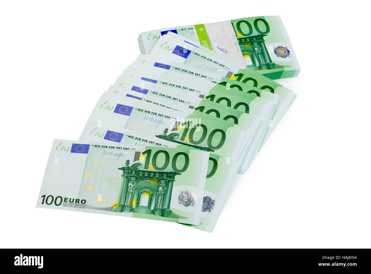 100 Euro money stack isolate on white background Stock Photo - Alamy