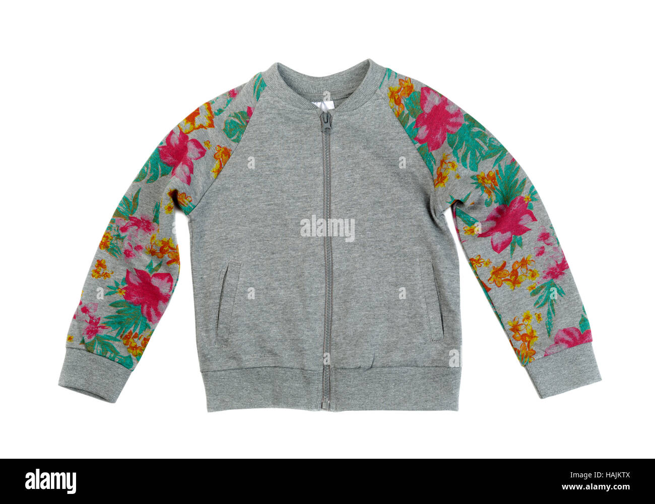 Gray sweatshirt with a print, isolate on a white background, studio ...