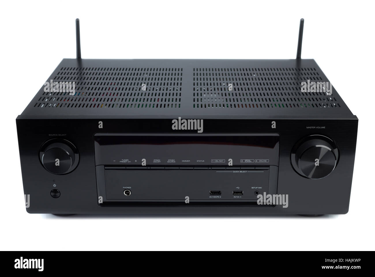 Front shot of black music receiver isolated on white background Stock ...