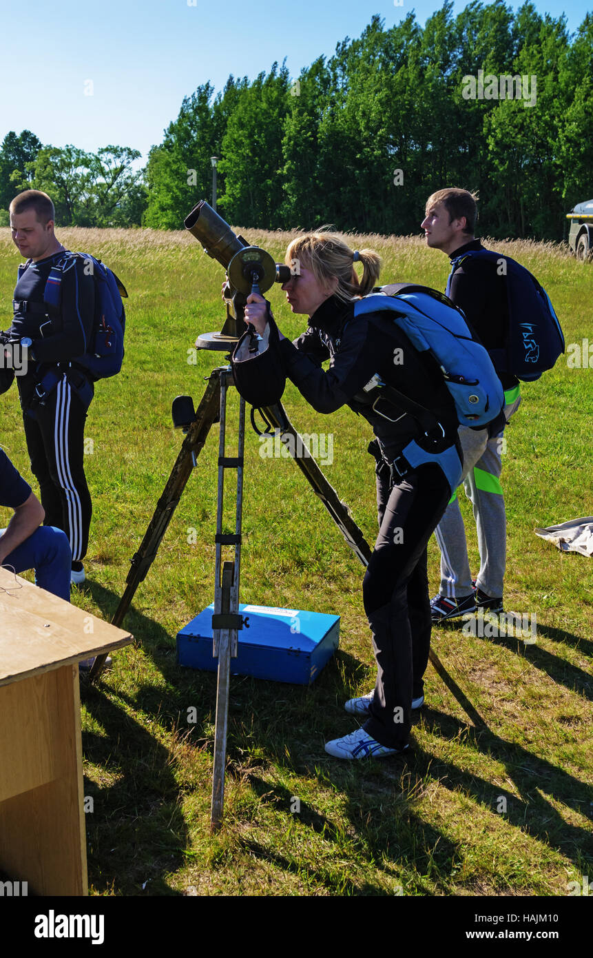 Parachutists - 2015.Parachutists in airfield Stock Photo - Alamy