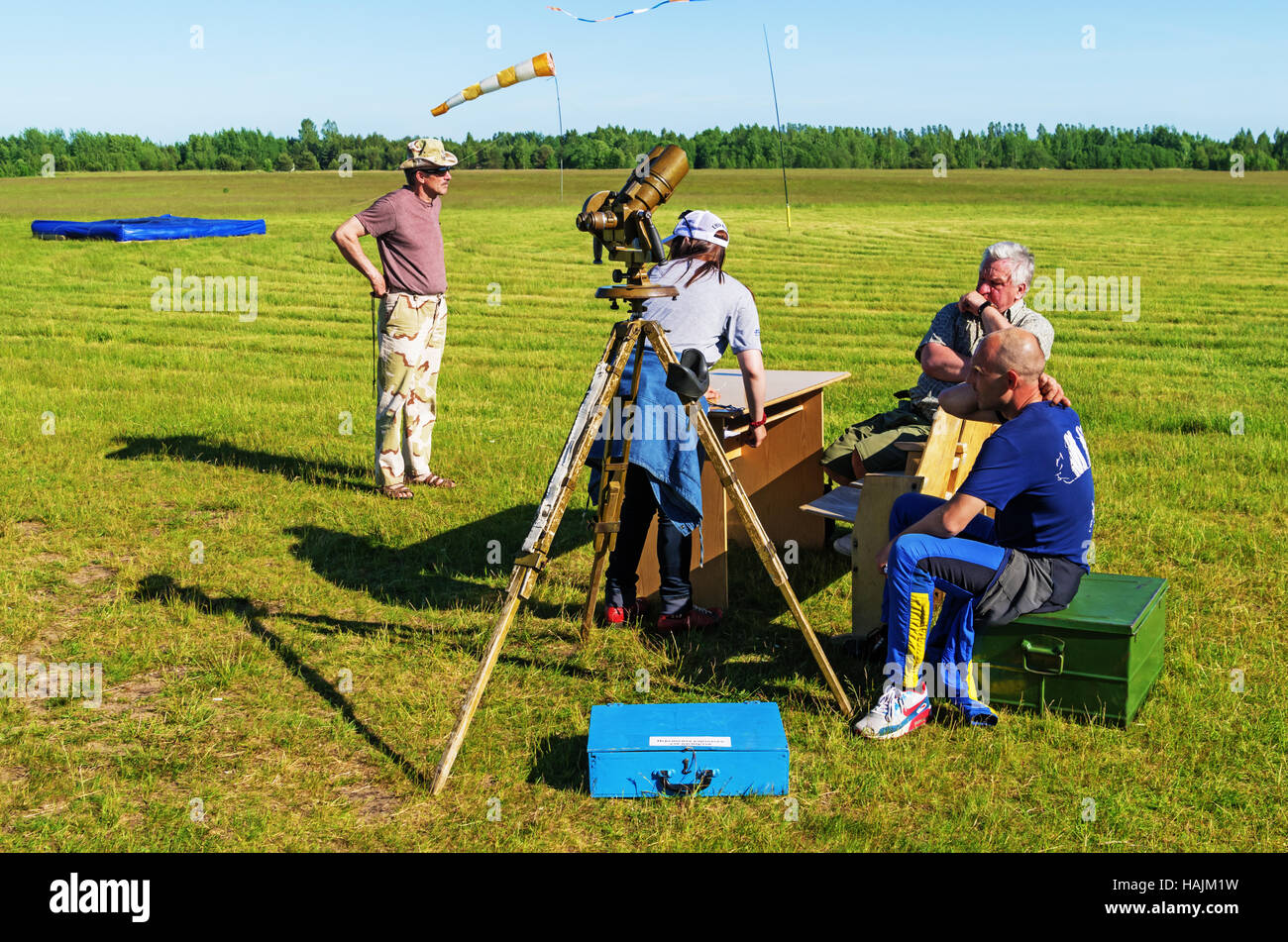 Parachutists - 2015.Parachutists in airfield Stock Photo - Alamy