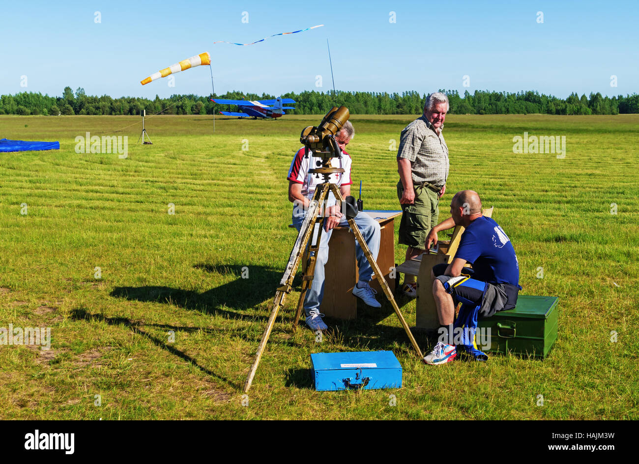 Parachutists - 2015.Parachutists in airfield Stock Photo - Alamy