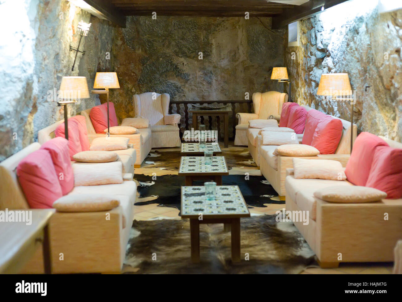 interior of the restaurant in basement of castle Stock Photo - Alamy