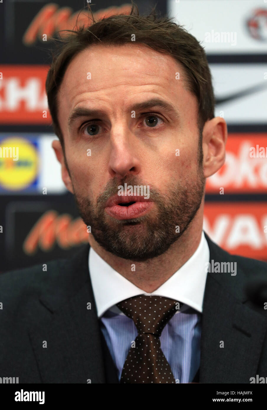 New England manager Gareth Southgate during a press conference at ...